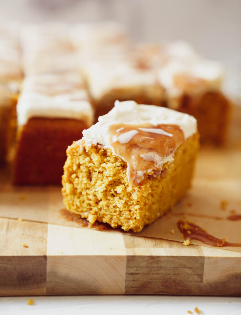 The Most Splendid Caramel Pumpkin Sheet Cake - Cake Babe