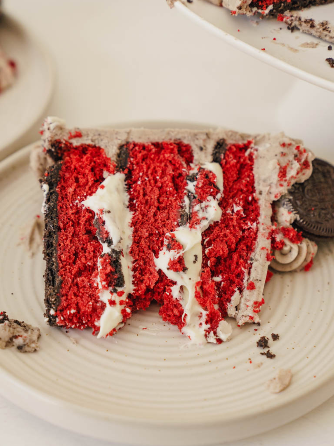 The Best Oreo Red Velvet Cake With Oreo Frosting - Cake Babe Bakery