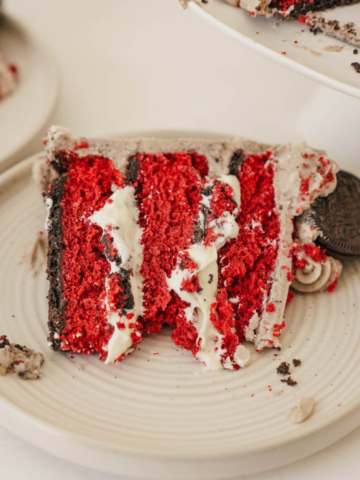 The Best Oreo Red Velvet Cake With Oreo Frosting - Cake Babe Bakery