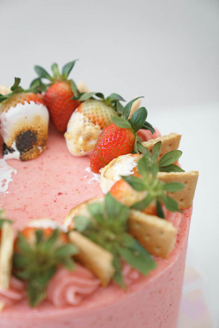 Spring Inspired S'mores Strawberry Cake - Cake Babe