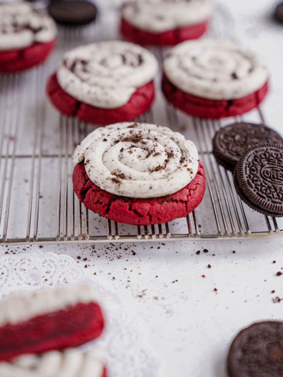 Oreo Red Velvet Cookies With Frosting - Cake Babe Bakery
