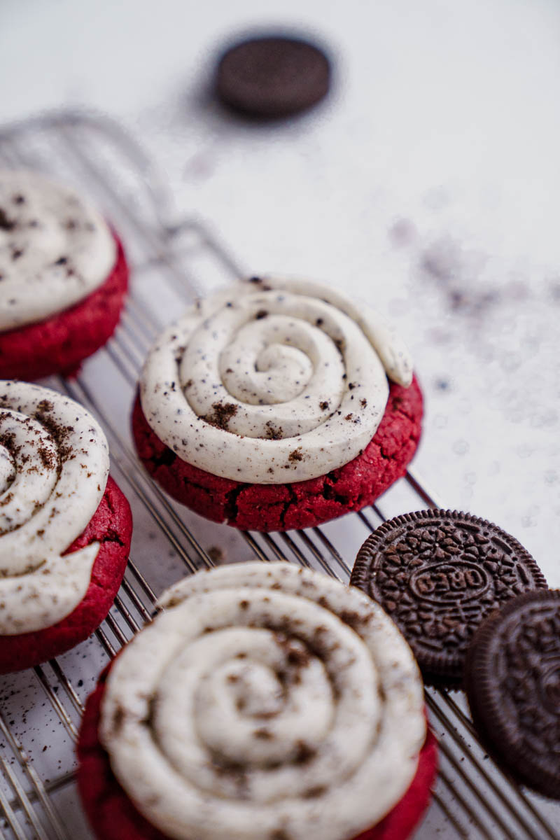 Oreo Red Velvet Cookies With Frosting - Cake Babe Bakery