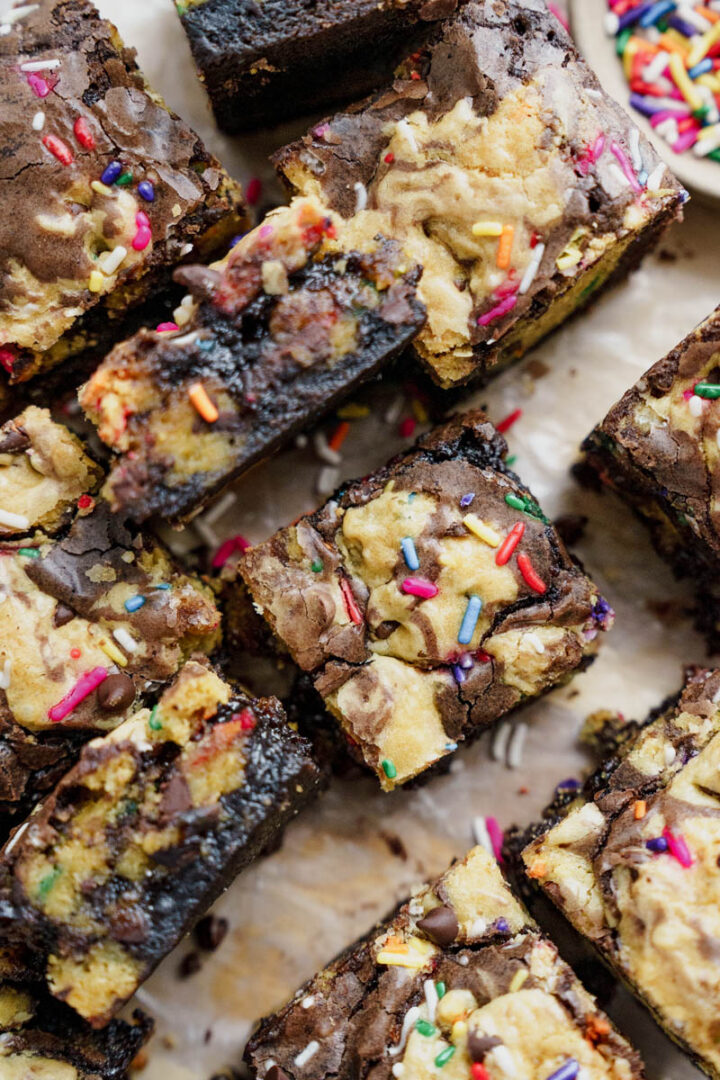 Easy Birthday Brookies Recipe (Brownie + Cookie) - Cake Babe