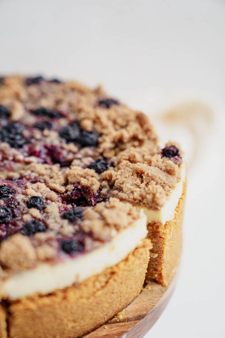 Blueberry Muffin Cheesecake With Crumble Topping - Cake Babe Bakery