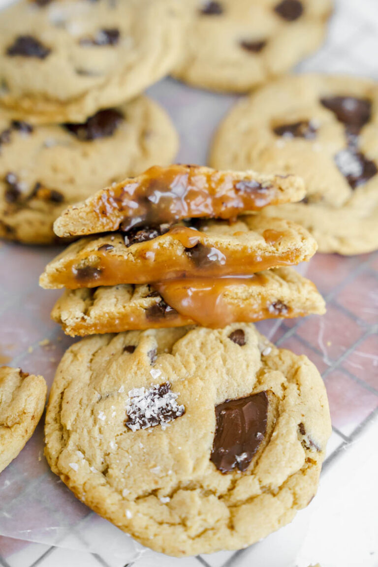Best Chewy Caramel Chocolate Chip Cookies - Cake Babe Bakery