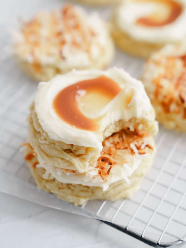 Frosted Coconut Caramel Sugar Cookies Recipe - Cake Babe