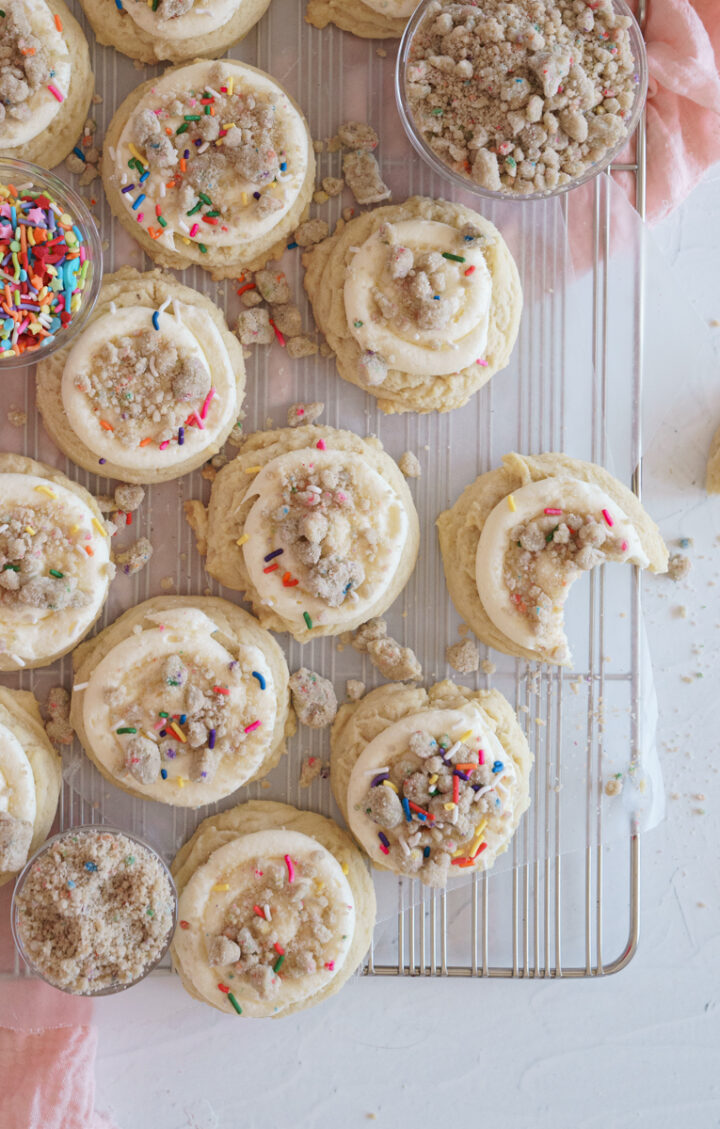 Birthday Cake Crumble Cookies With Cake Crumbs - Cake Babe Bakery