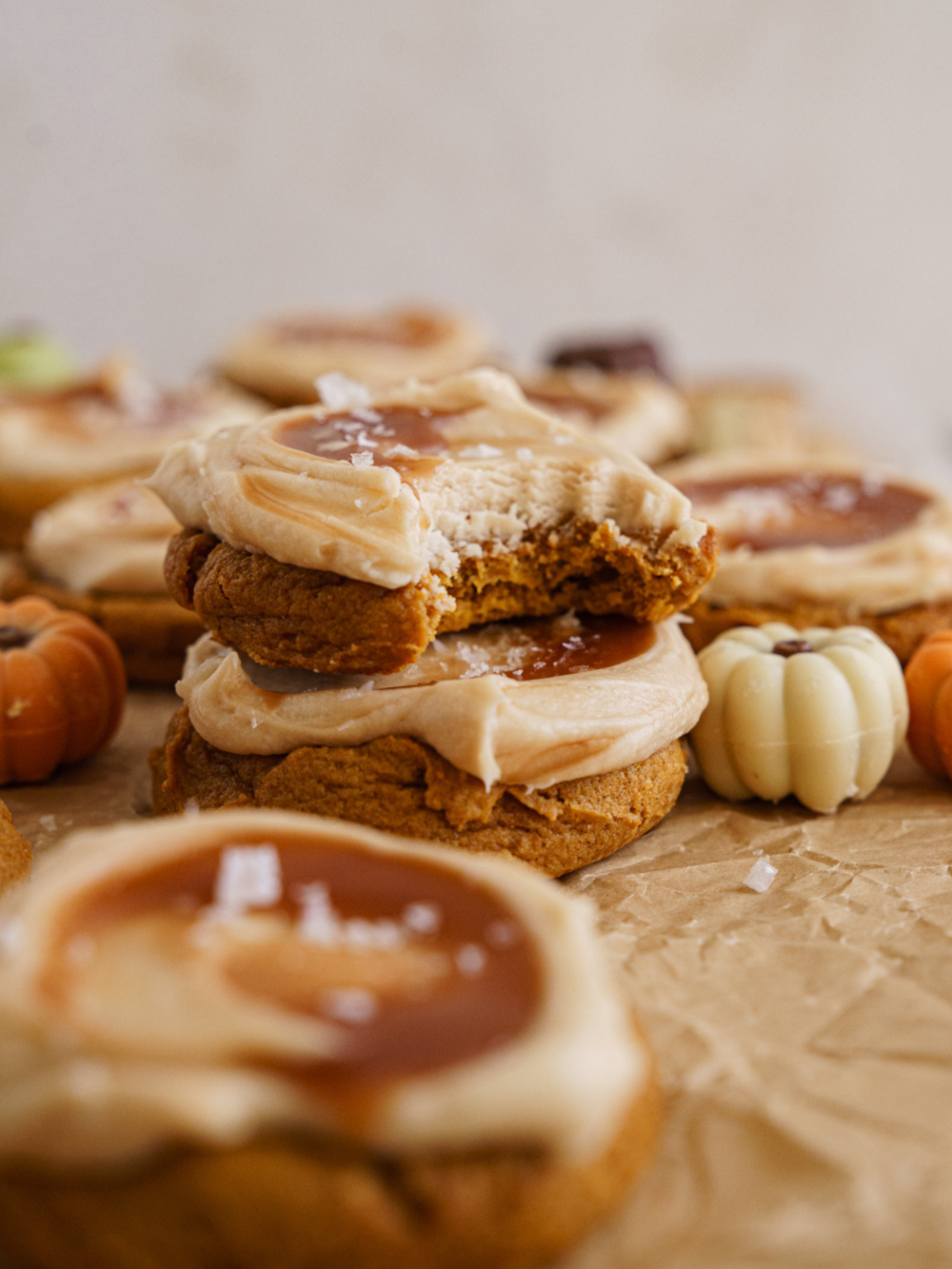 Pumpkin Caramel Cookies with Caramel Frosting - Cake Babe Bakery