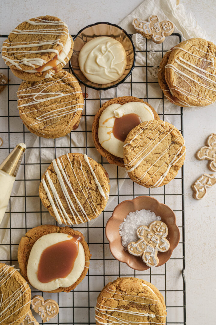 The Best Gingerbread Caramel Cookie Sandwiches - Cake Babe Bakery