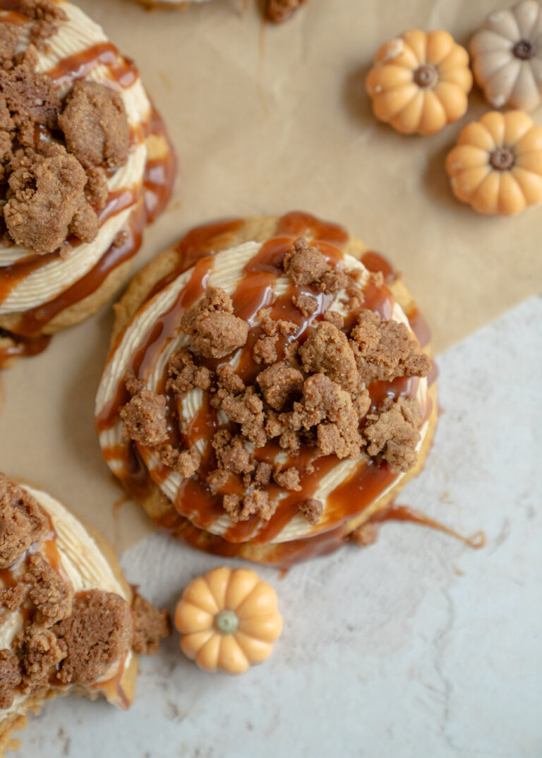 Pumpkin Caramel Cookies with Cream Cheese Frosting - Cake Babe Bakery