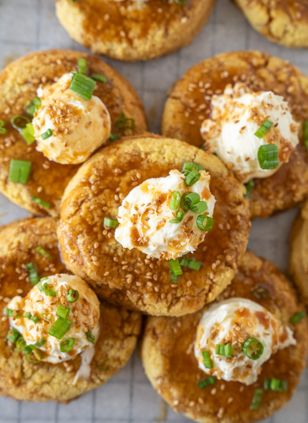Savory Cornbread Cookies with Sesame & Soy Caramel - Cake Babe Bakery